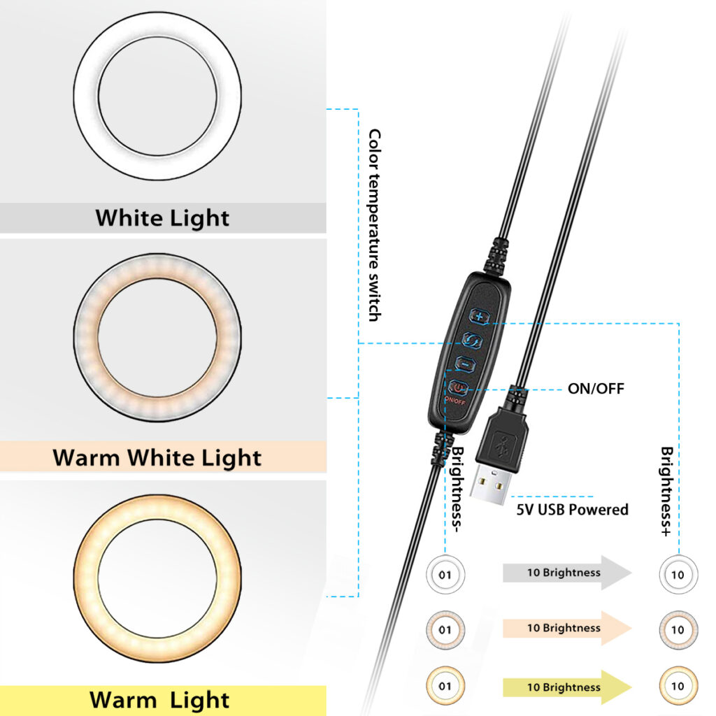 Ring Light with Wall Mount, 6” Wall Mounted Led Dimmable Halo Lighting ...