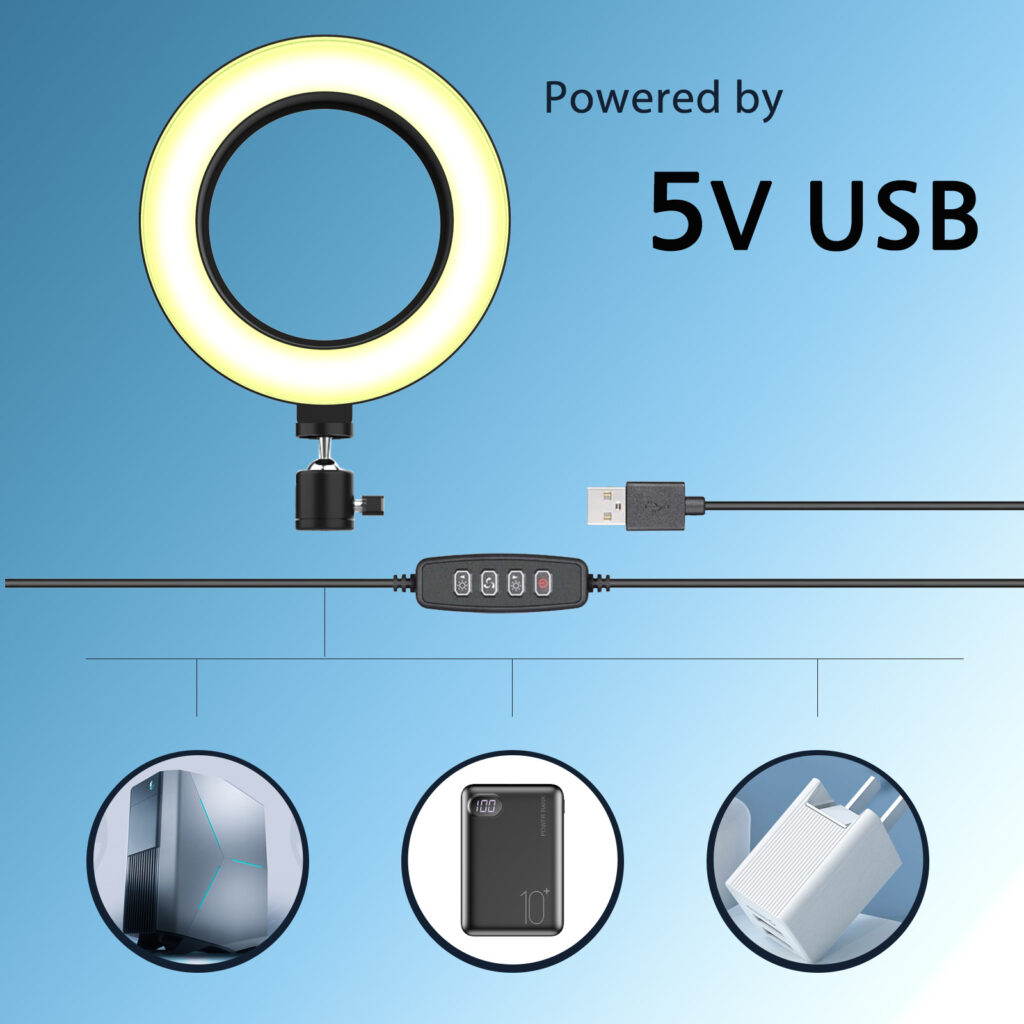 Overhead Desk Ring Light with Flexible Swing Arm Stand, Desktop Led ...