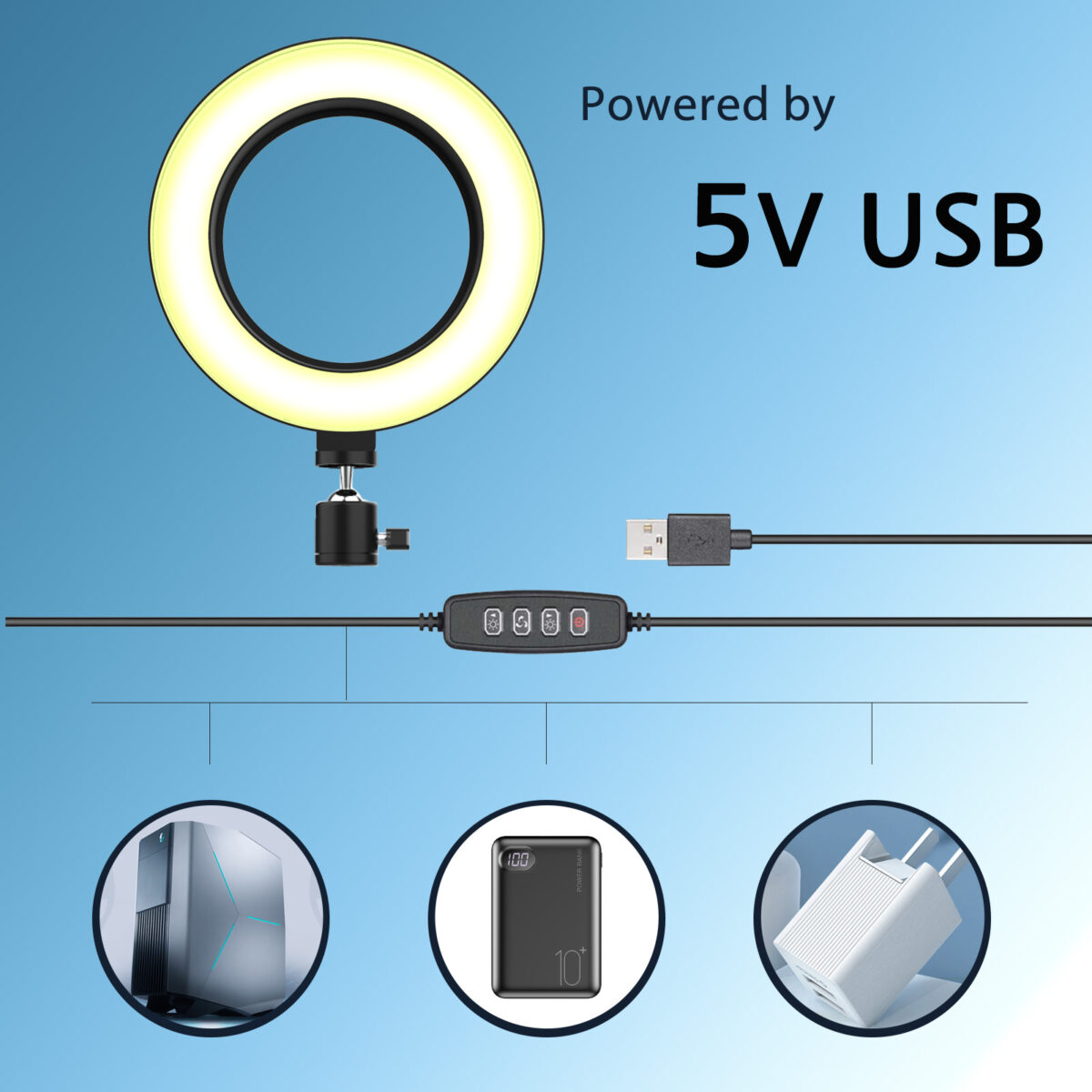 Overhead Desk Ring Light with Flexible Swing Arm Stand, Desktop Led ...